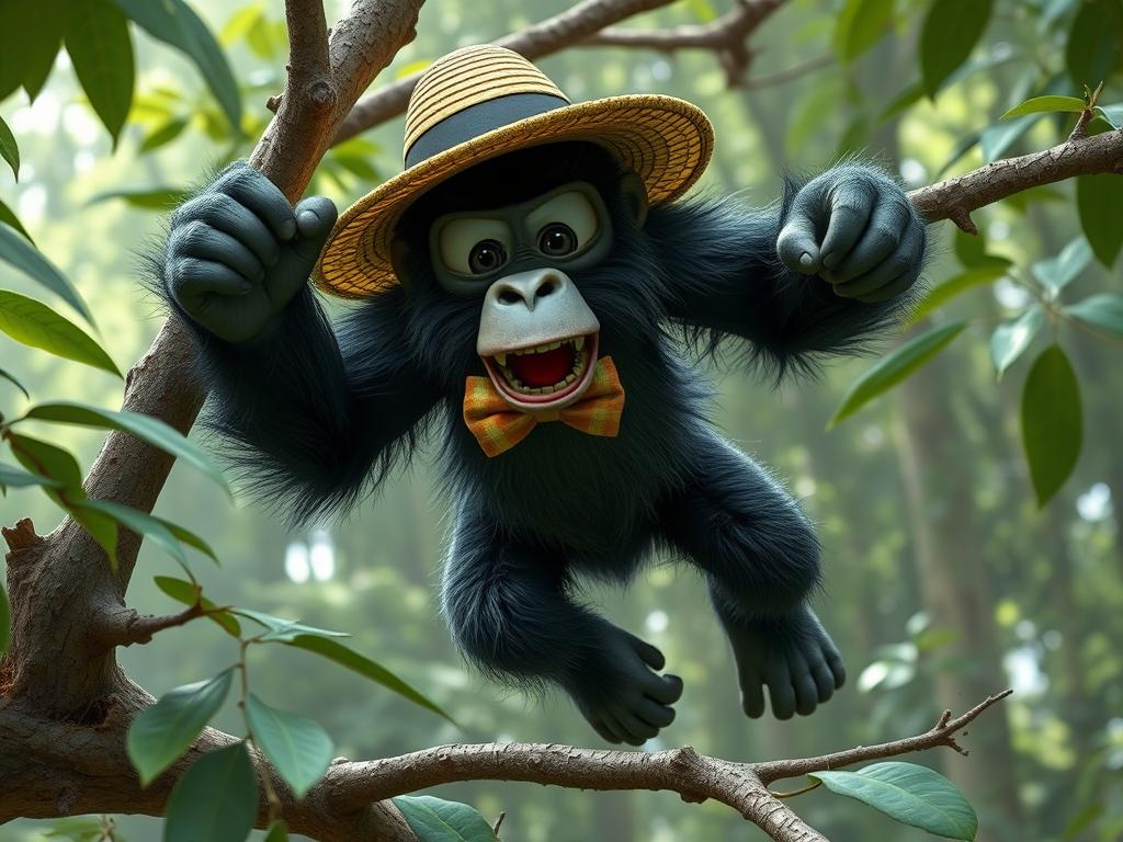 A Gorilla Tag Monkey Branching In Forest And The Money's Color
