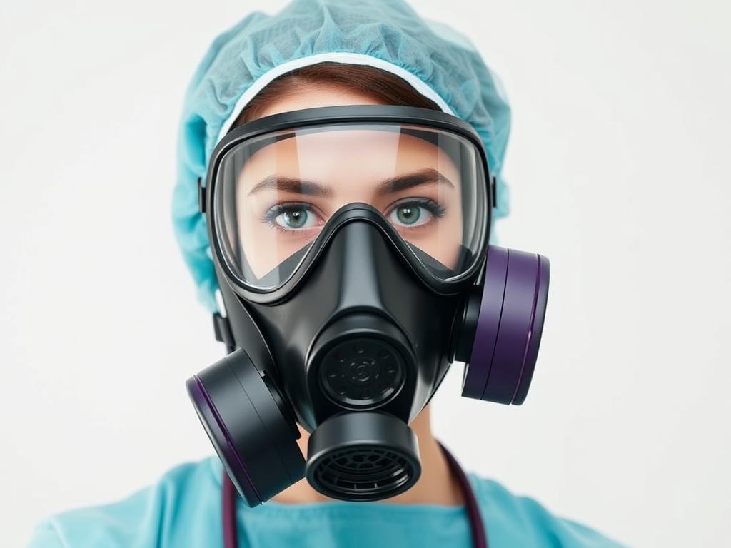 Nurse Wearing Rubber Gasmask