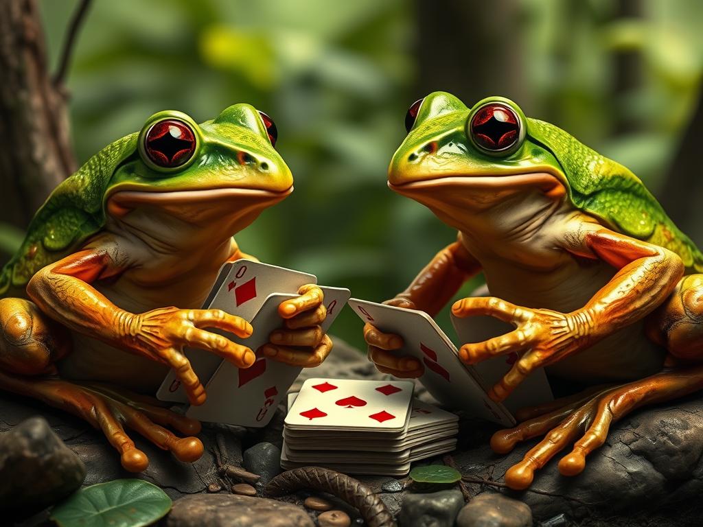 Tree Frogs Playing Cards