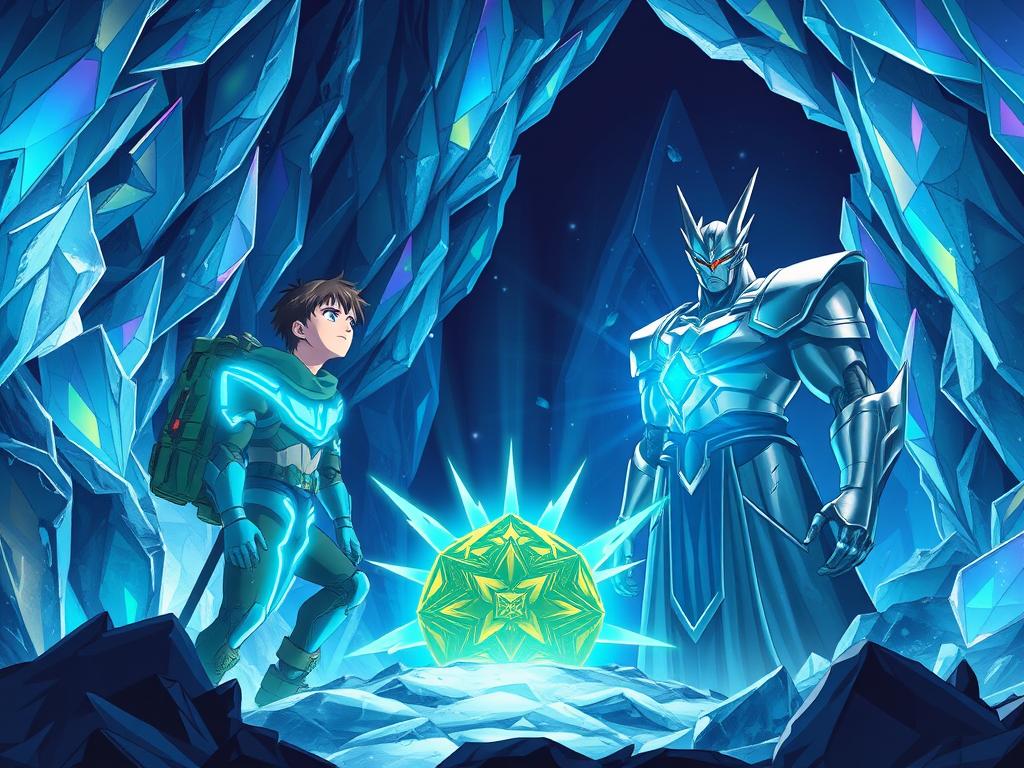 Inside A Colossal Crystal Cavern Walls Refracting Rainbow Light;