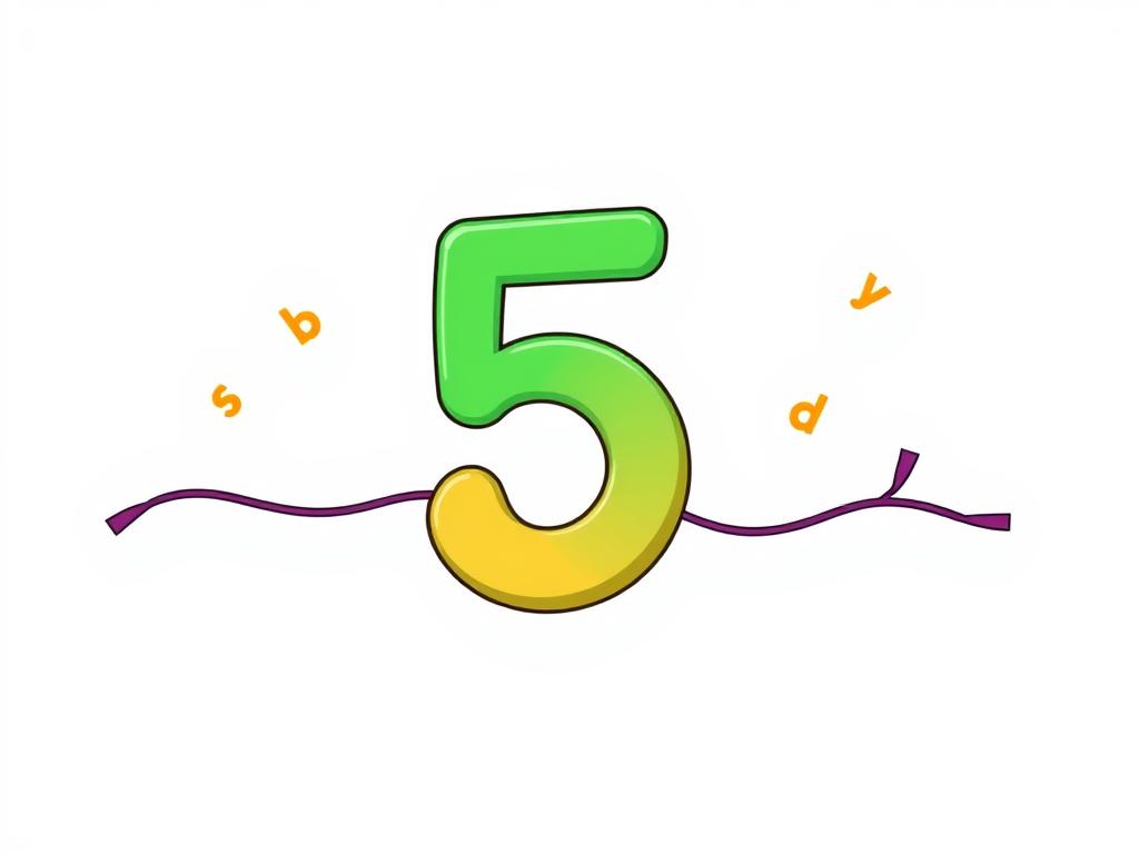 A Cheerful Cartoon Number 5 Stretched Horizontally Like A Long