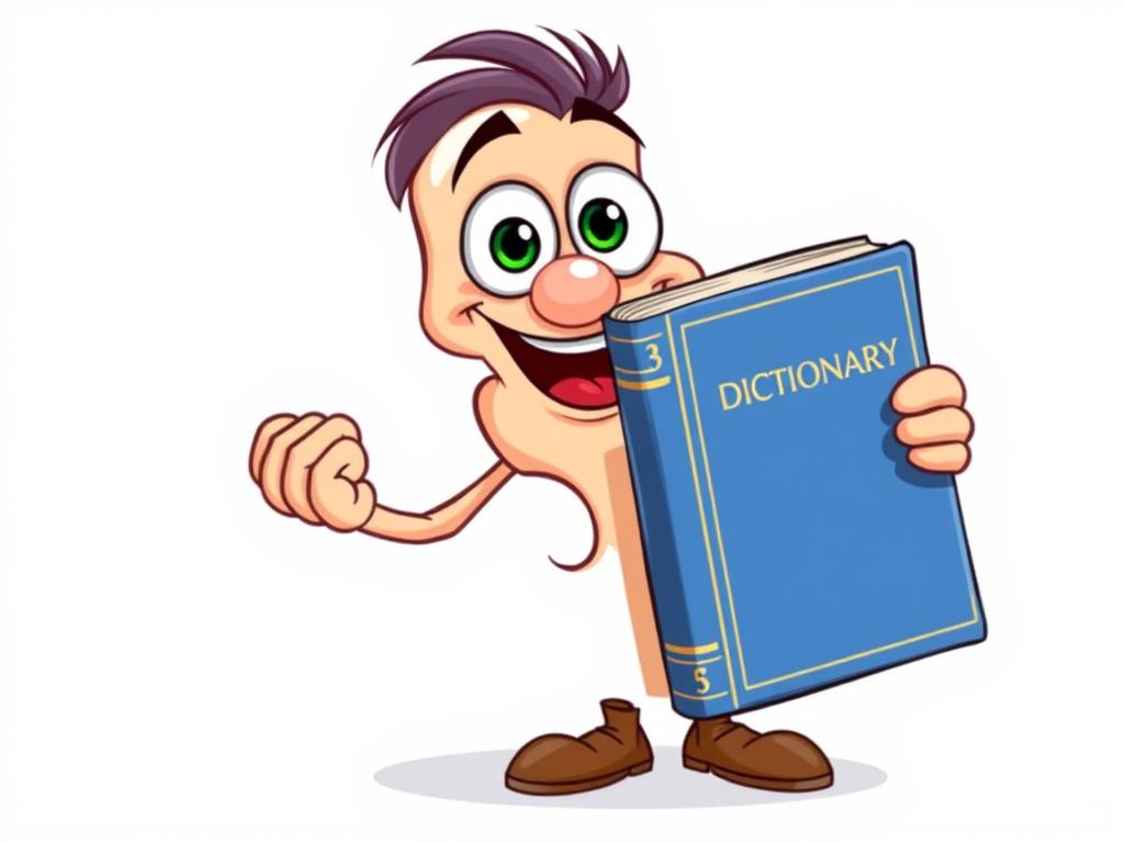 A Lively Cartoon Number 3 Holding An Oversized Dictionary Almost