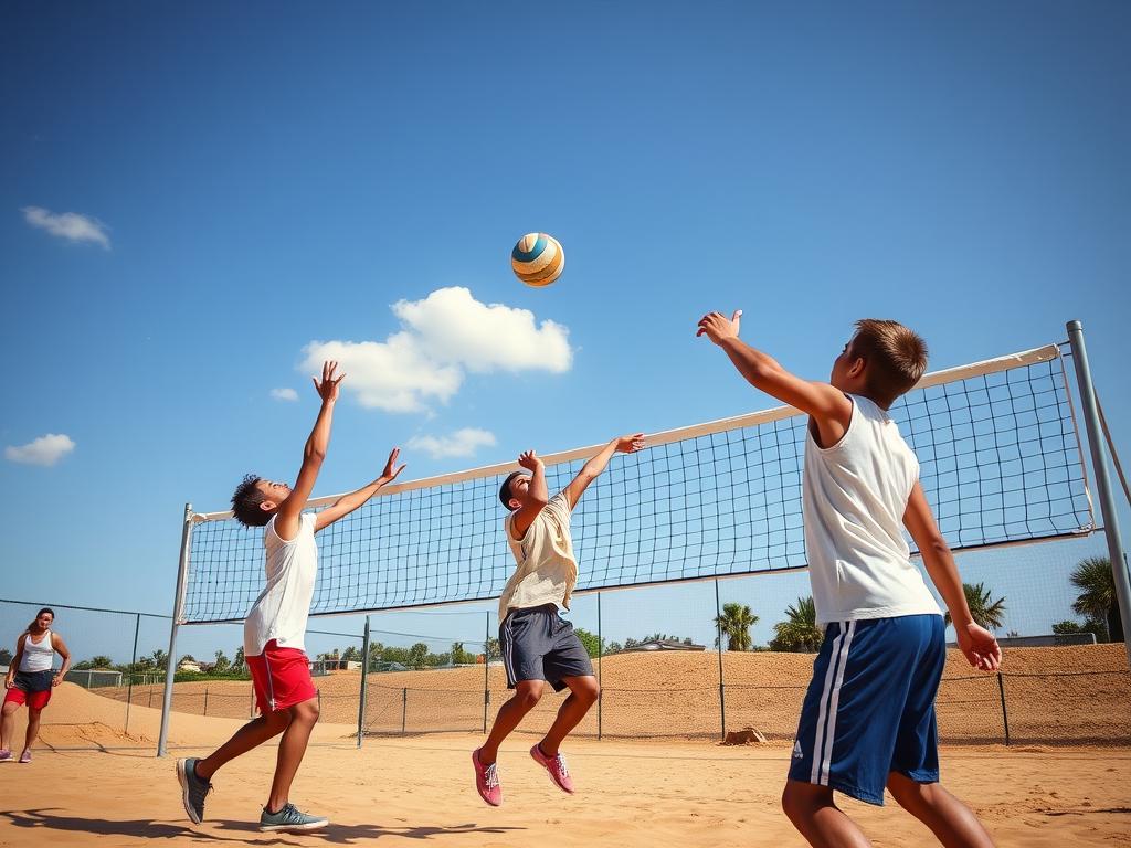 Boys Playing Volleyball