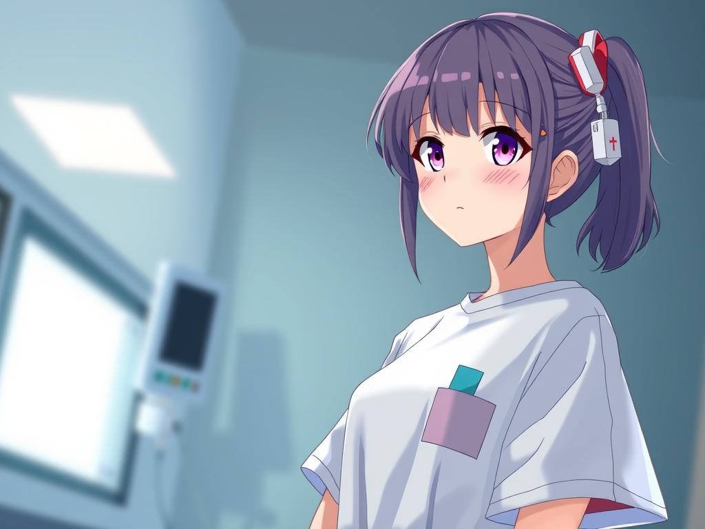 Anime Girl Wearing Hospital Gown