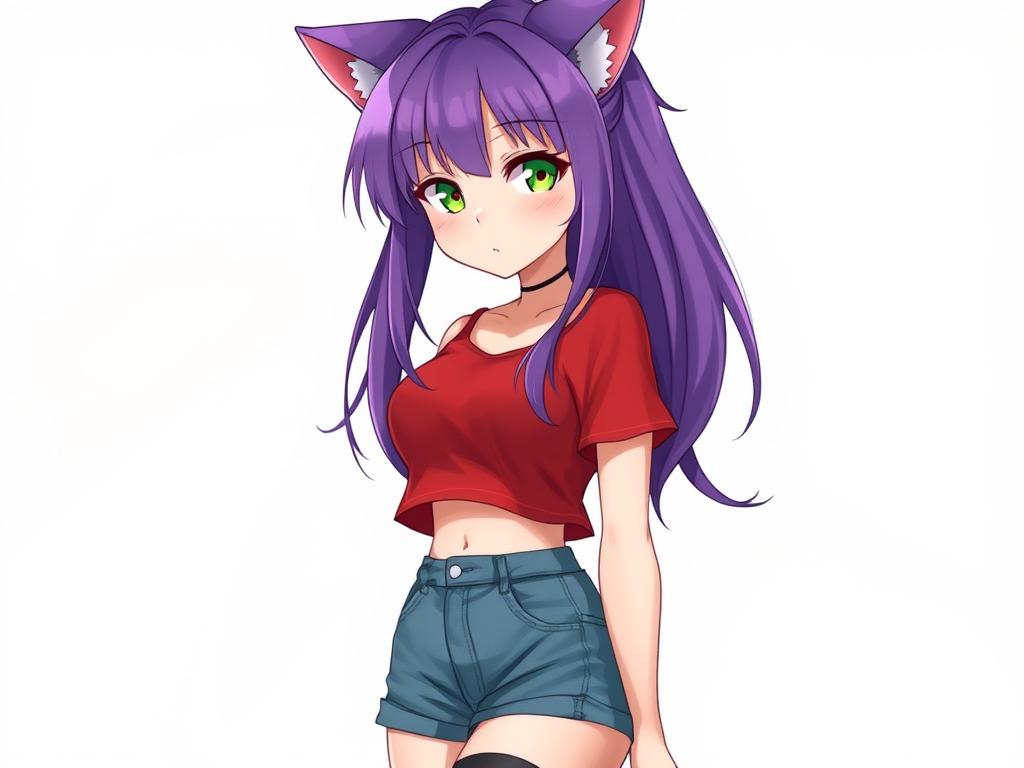 A Detailed Digital Anime-style Drawing Of A Young Woman With
