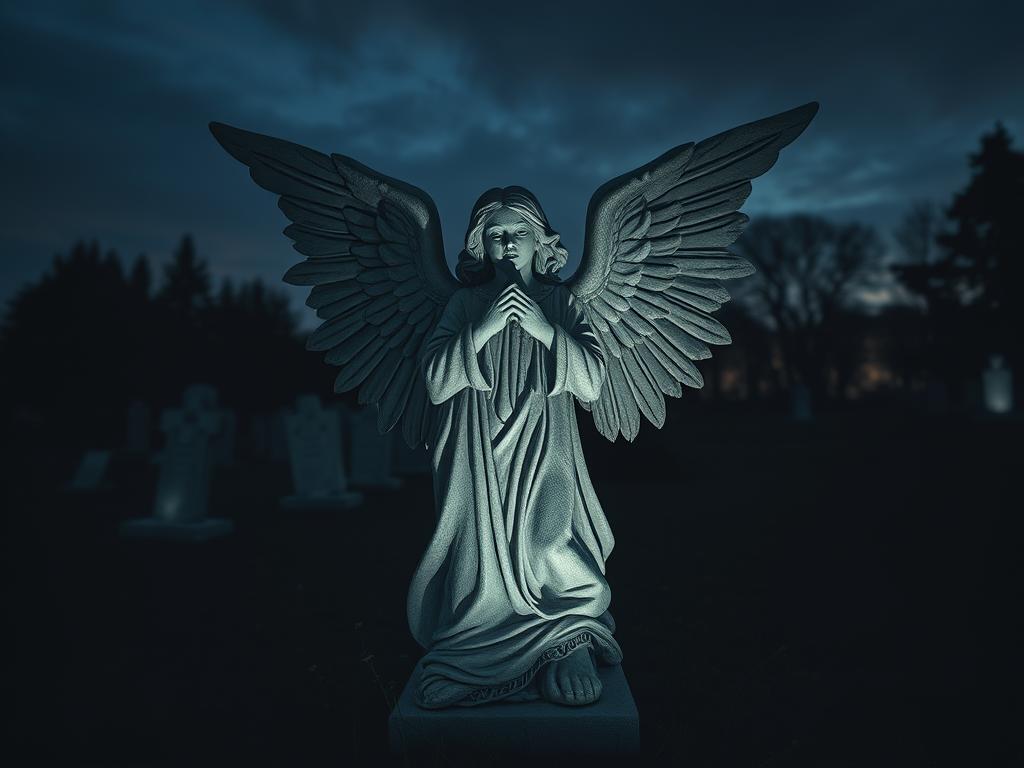 Stone Angel Night Cemetery