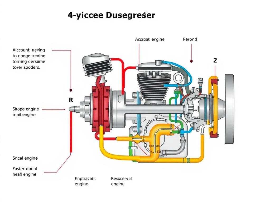 4-stroke Engine Cycle Diagram (clear And Colorful)